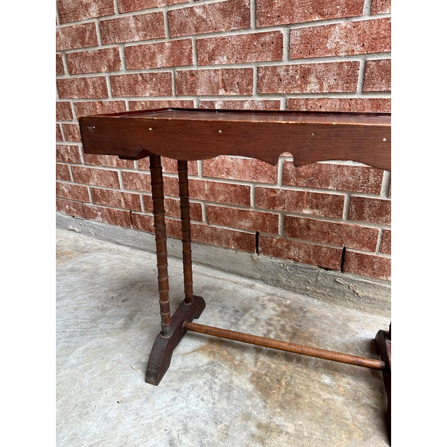 Antique Arts and Crafts Style Spool Leg Wooden Side Table | Chairish