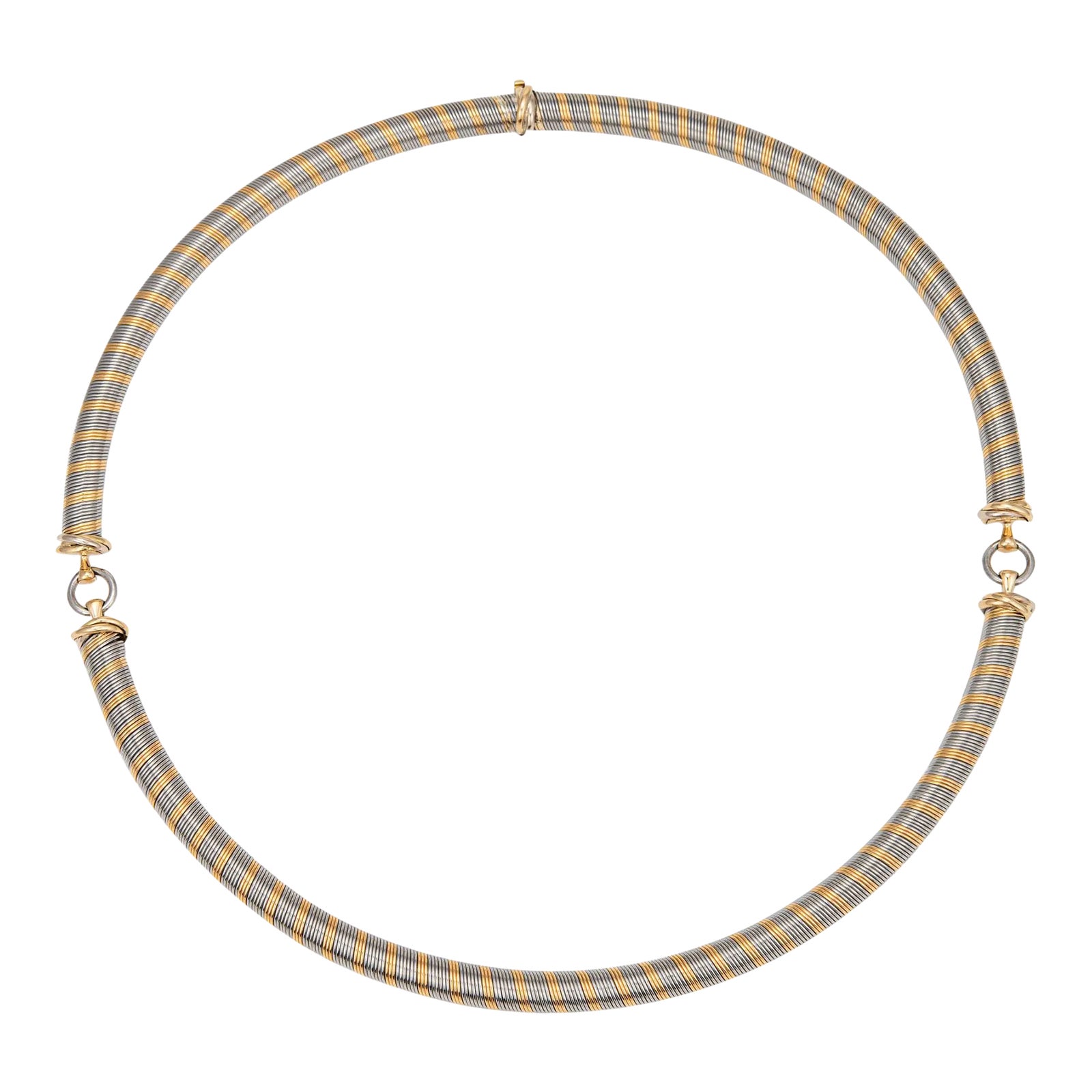 1980s Cartier Choker Trinity Stainless Steel 18k Yellow Gold Necklace ...