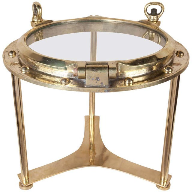 Midcentury Ship's Nautical Brass Porthole Window Converted to Table ...