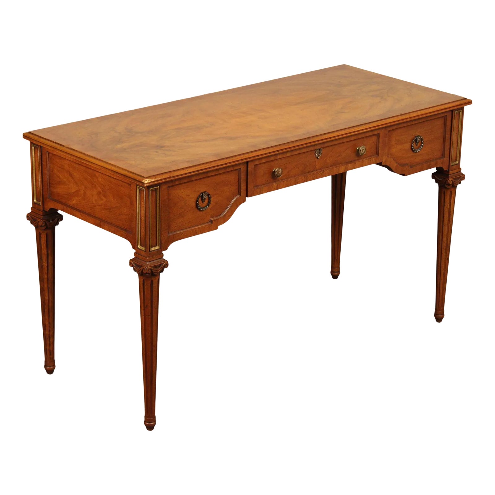 Henredon Neoclassical Style Walnut Writing Desk | Chairish