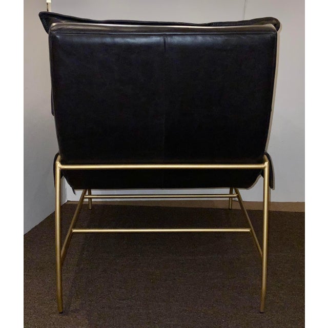 Modern Relaxed Black Leather Lounge Chair | Chairish