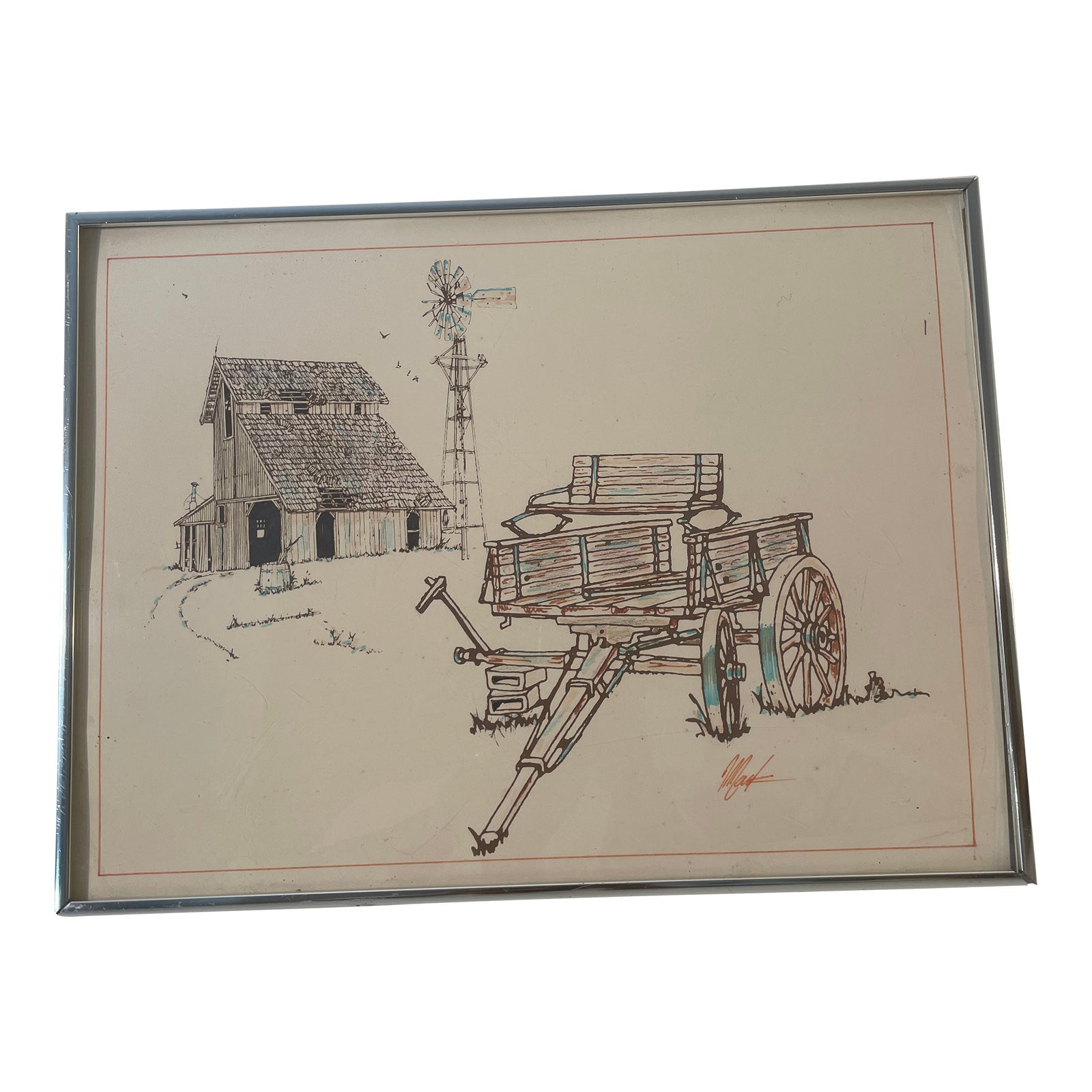 Vintage Original Pen Ink Drawing by Samuel F Norris. | Chairish