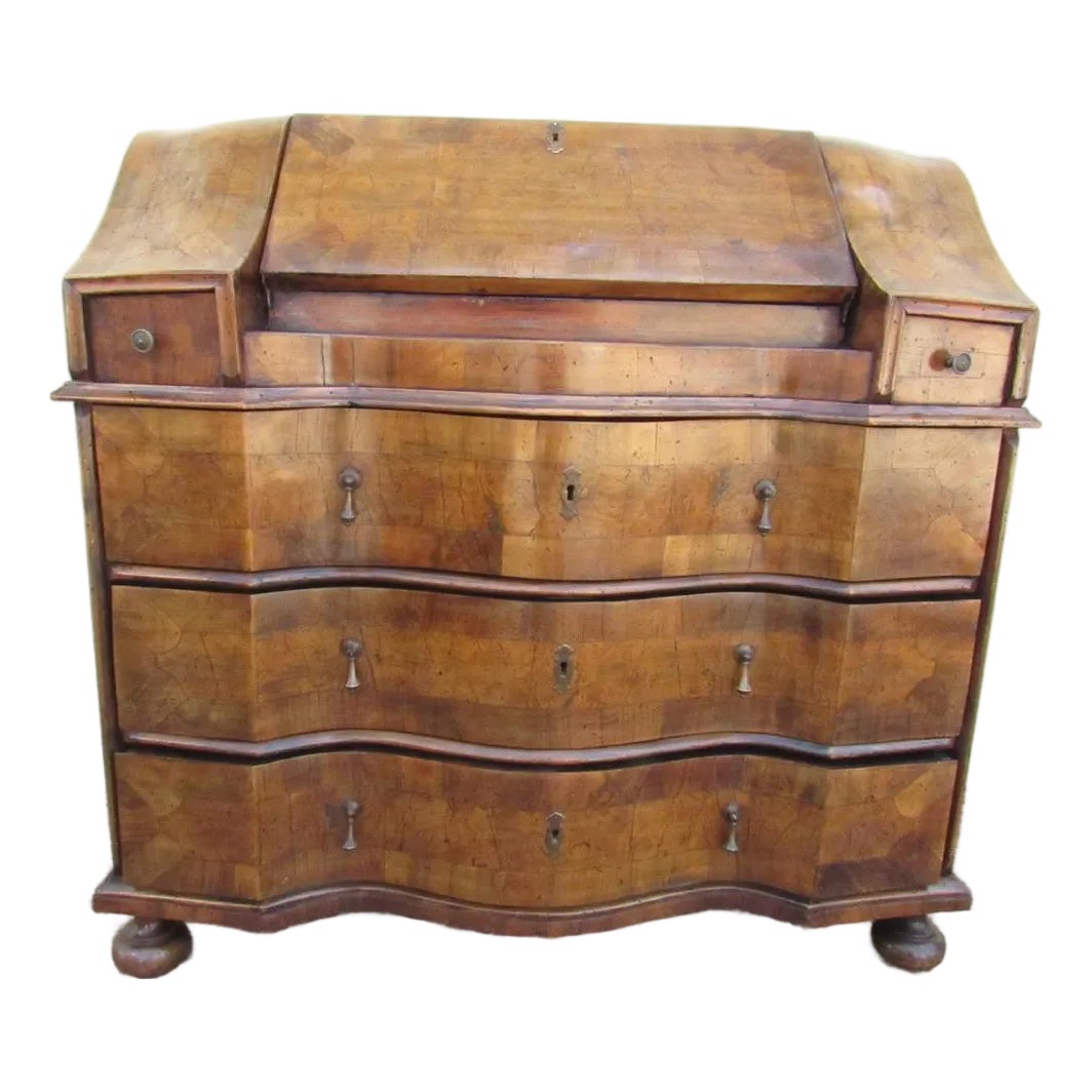 Antique Italian Olive Wood Secretary Desk | Chairish
