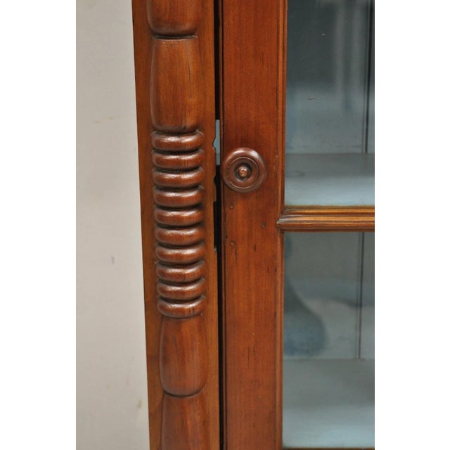 Antique American Colonial Cherry Wood Wavy Glass Door China Cabinet ...