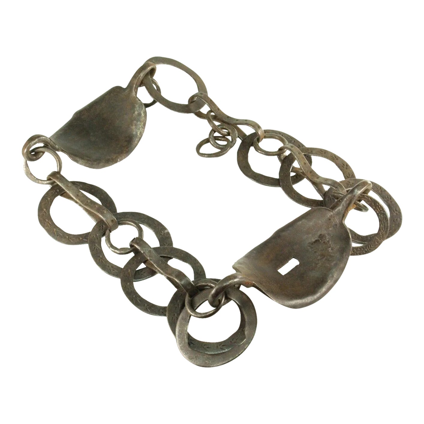 18th Century Cow Bull Collar Large Chain Hand Wrought Iron Cattle ...