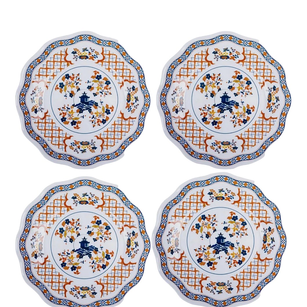 Floral Melamine Dinner Plates, Set of 4 | Chairish