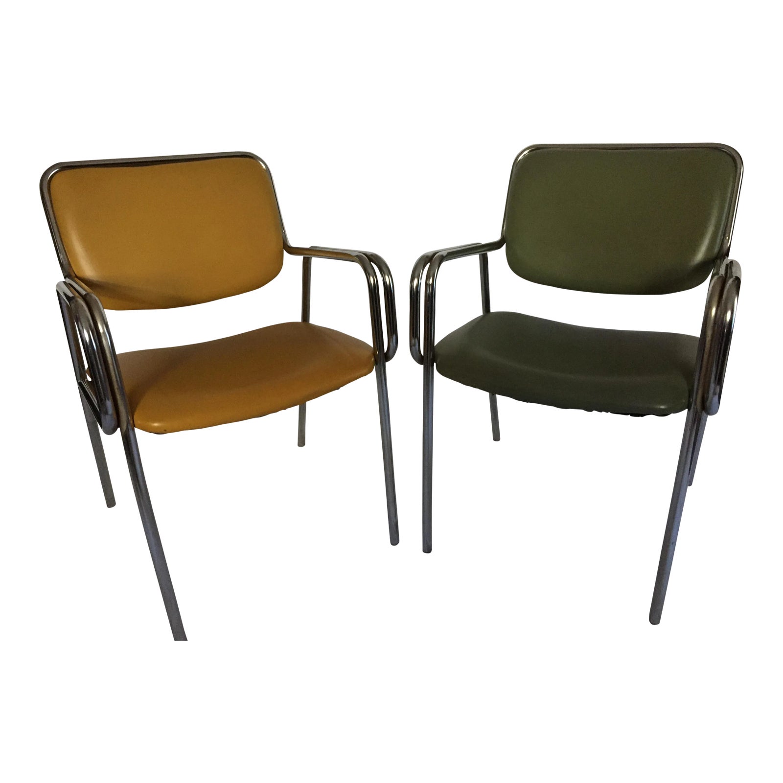 1970s Vintage Modern Global Upholstery Company, Ltd. Tubular Chrome ...