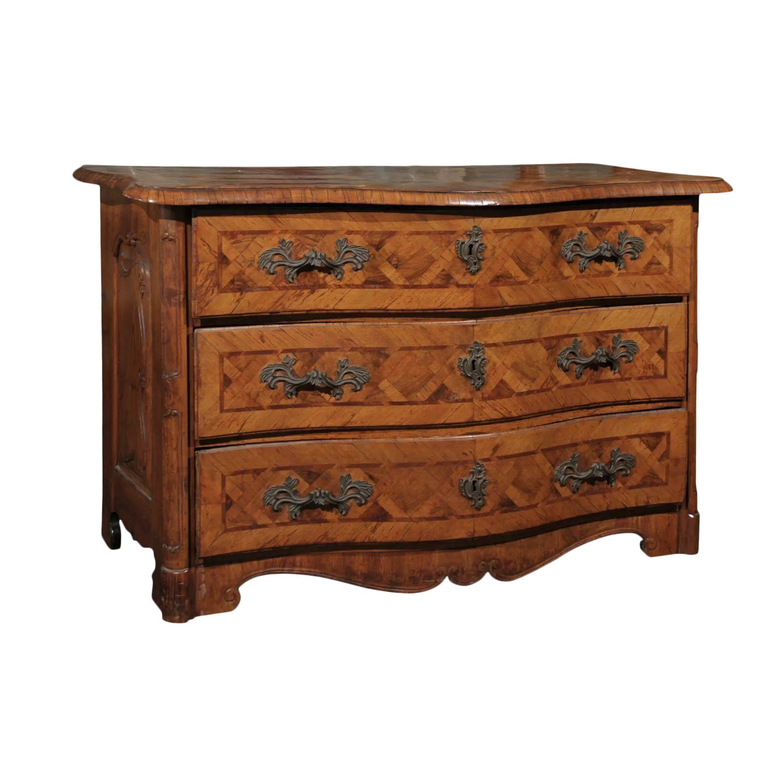 Early 18th Century Italian Period Baroque Three-Drawer Marquetry Chest ...
