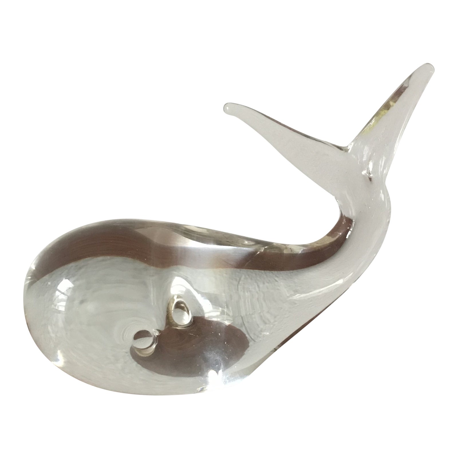 Mid-Century Italian Marano Glass Whale Figurine | Chairish