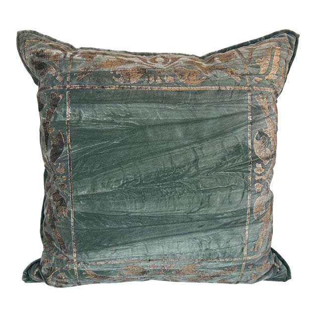 Stenciled Nomi Blue Velvet Pillow | Chairish