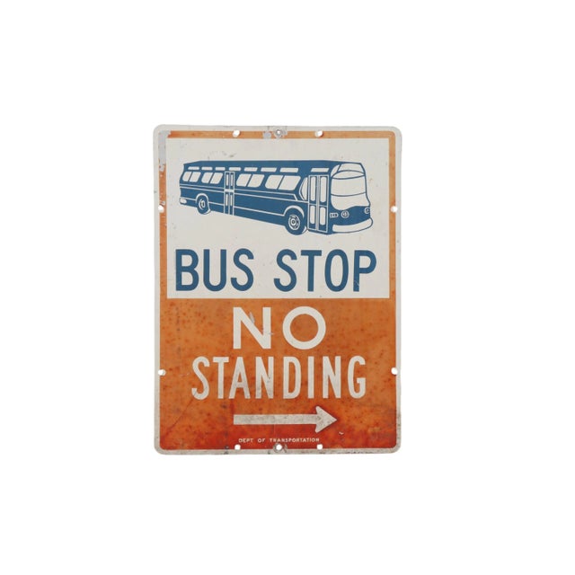 1970’s New York Bus Stop Sign | Chairish