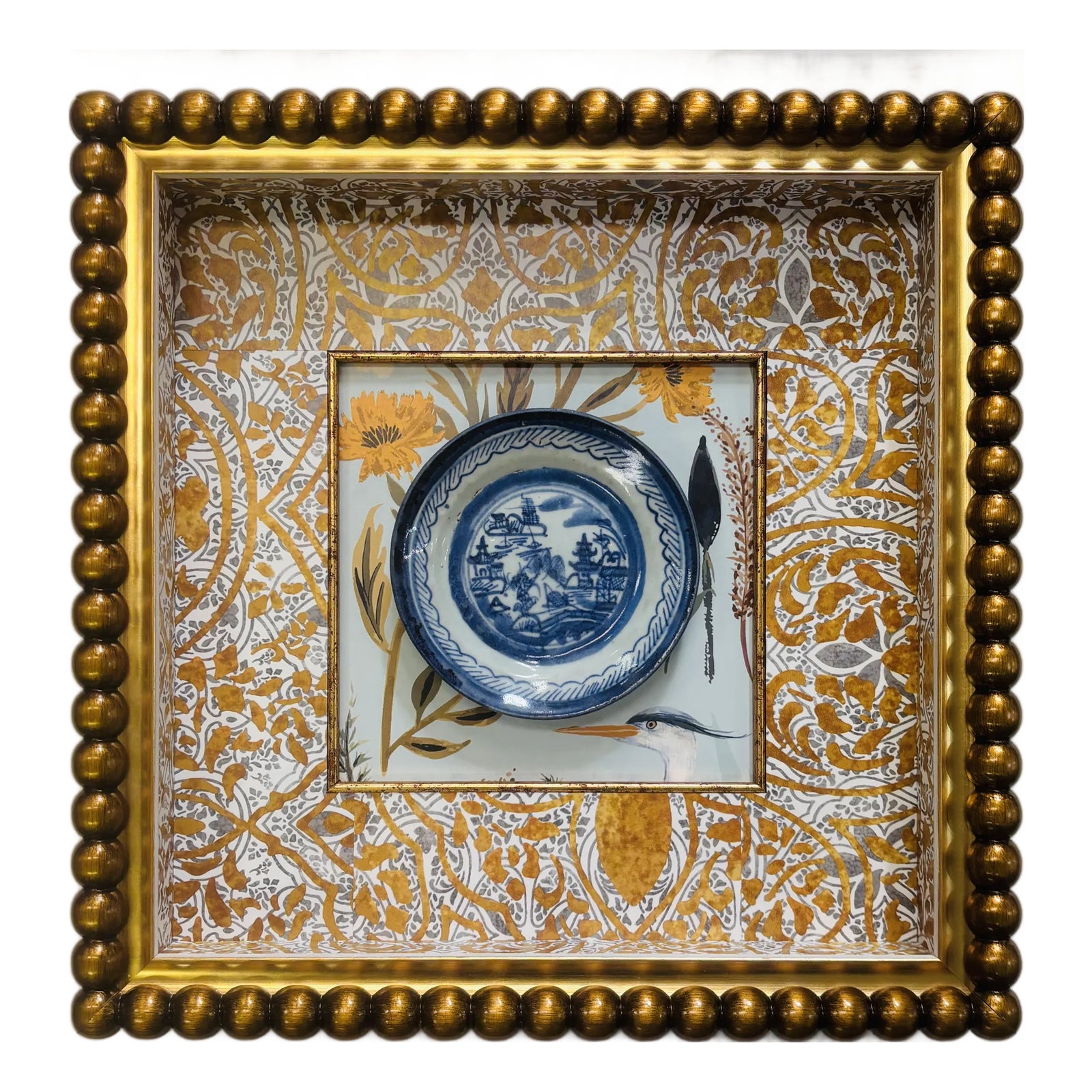 Upcycled Canton China in Custom Wall Hung Shadow Box II | Chairish