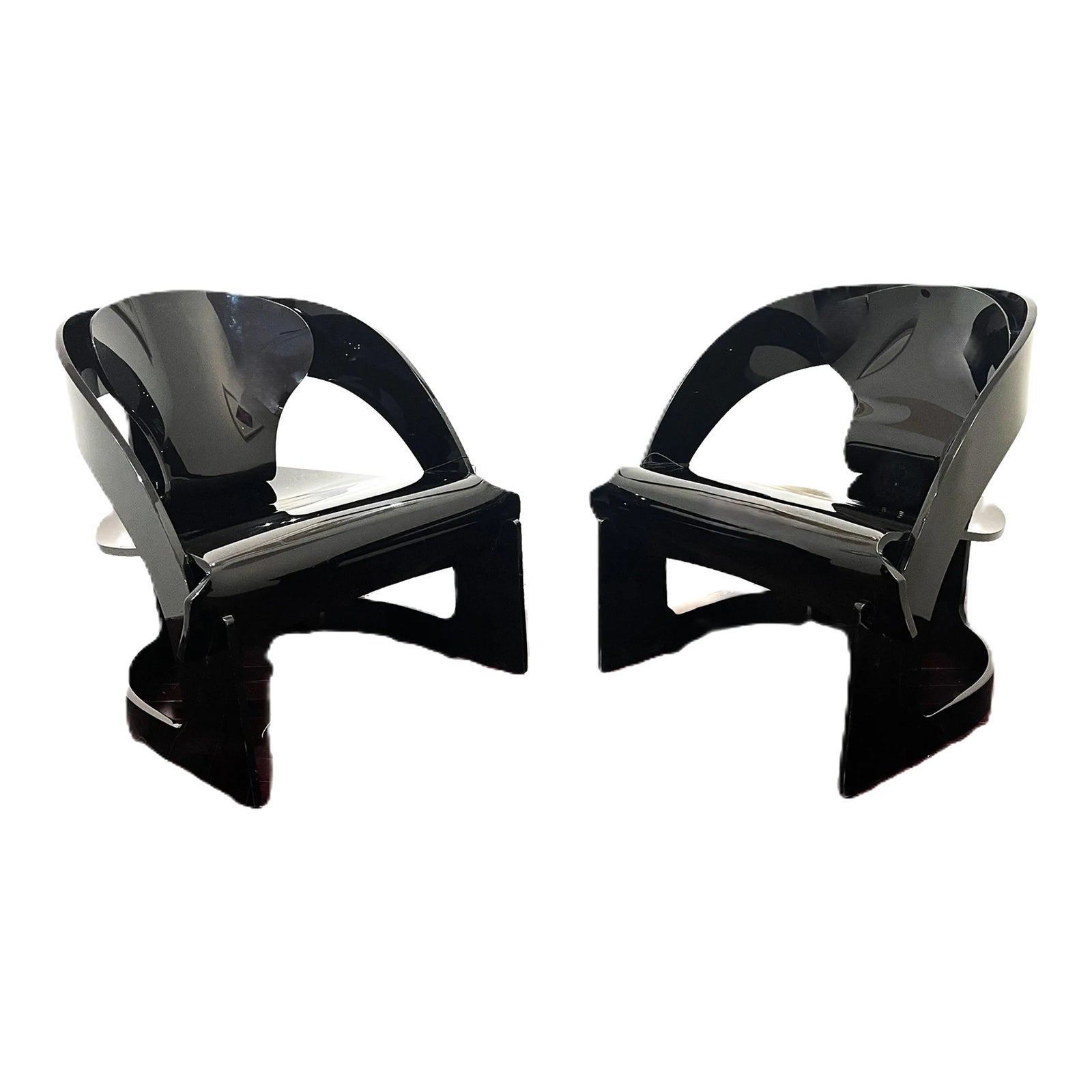 Pair of Joe Colombo Acrylic Chairs for Kartell | Chairish