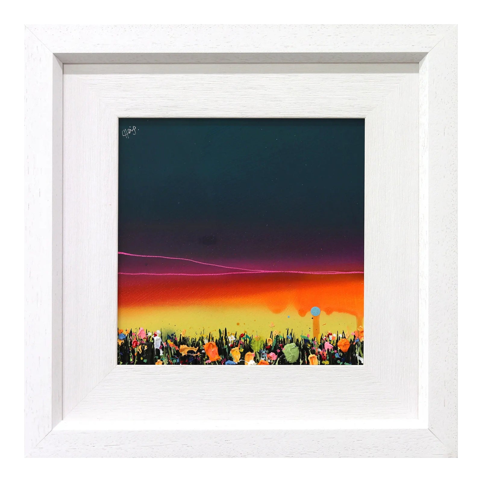 Teal Sunset - Vibrant Colorful Mixed Media Landscape Pop Original ...