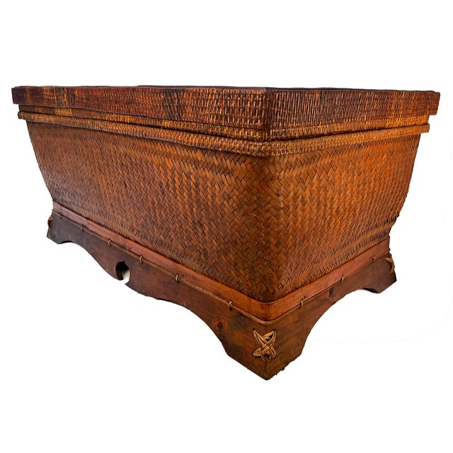 1920s Antique Chinese Woven Rattan Chest Trunk | Chairish