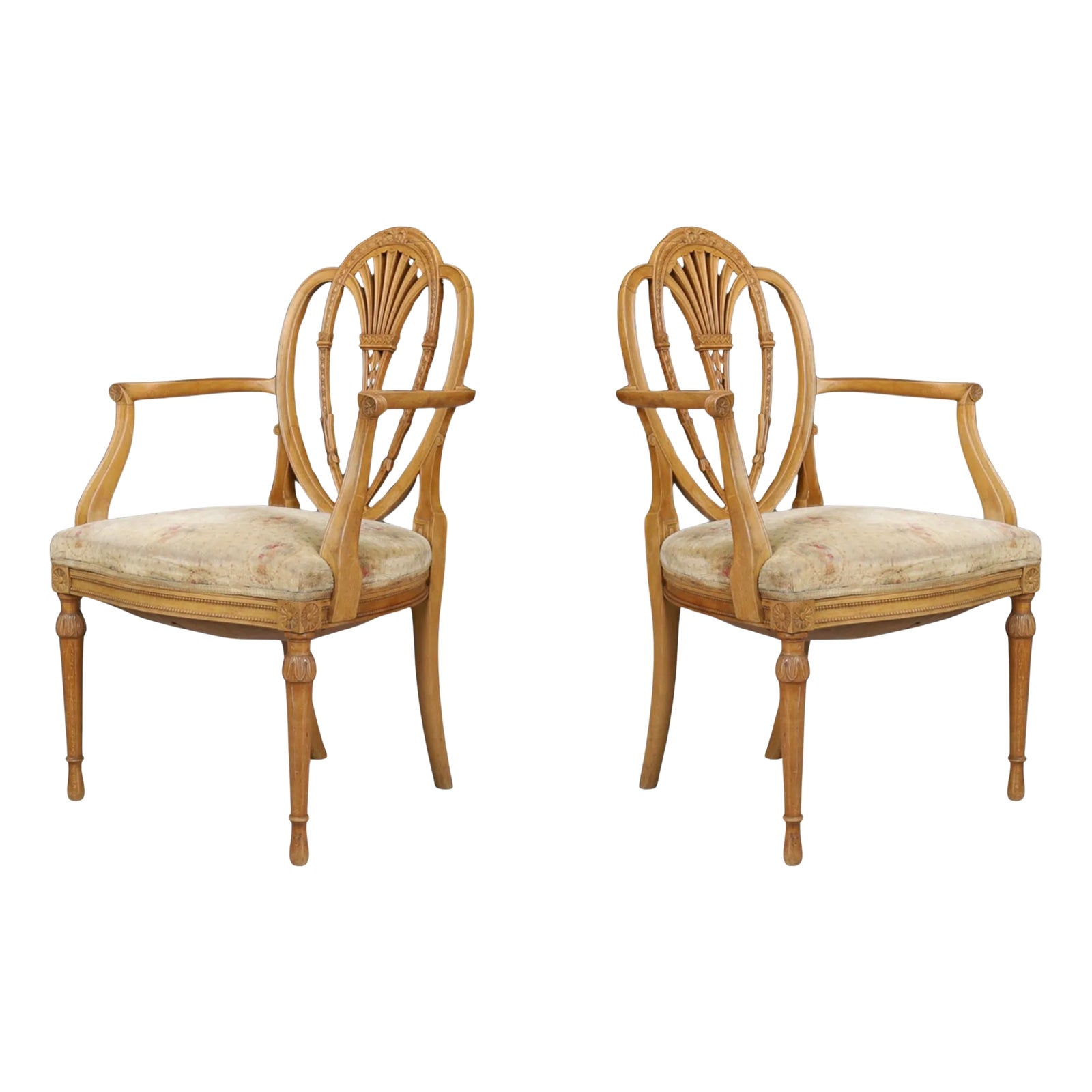 Hepplewhite Style Armchairs in Satinwood, England, 1880s, Set of 2 ...
