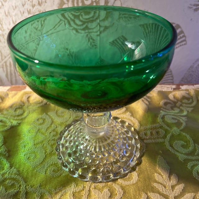Vintage Emerald Green Champagne/Sherbet Glasses- Set of 4 | Chairish