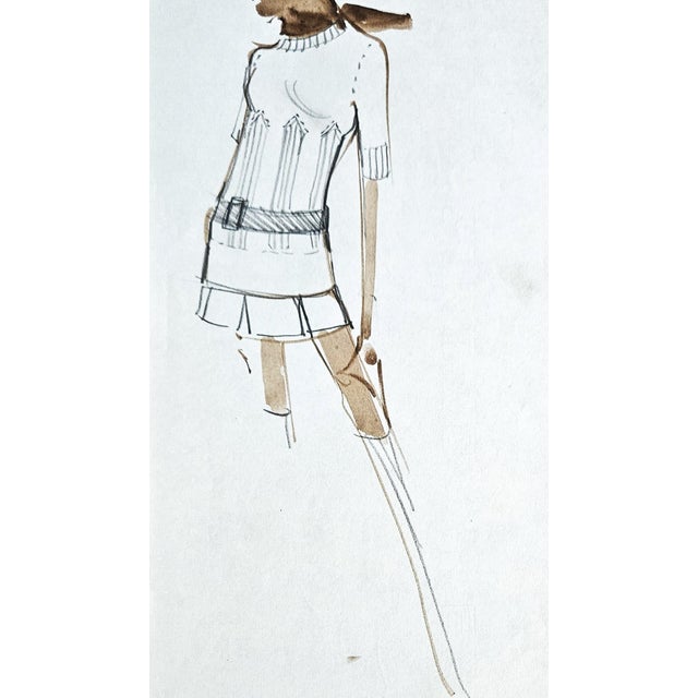1961Mid-Century Original Couture French Fashion Drawing by Pierre ...