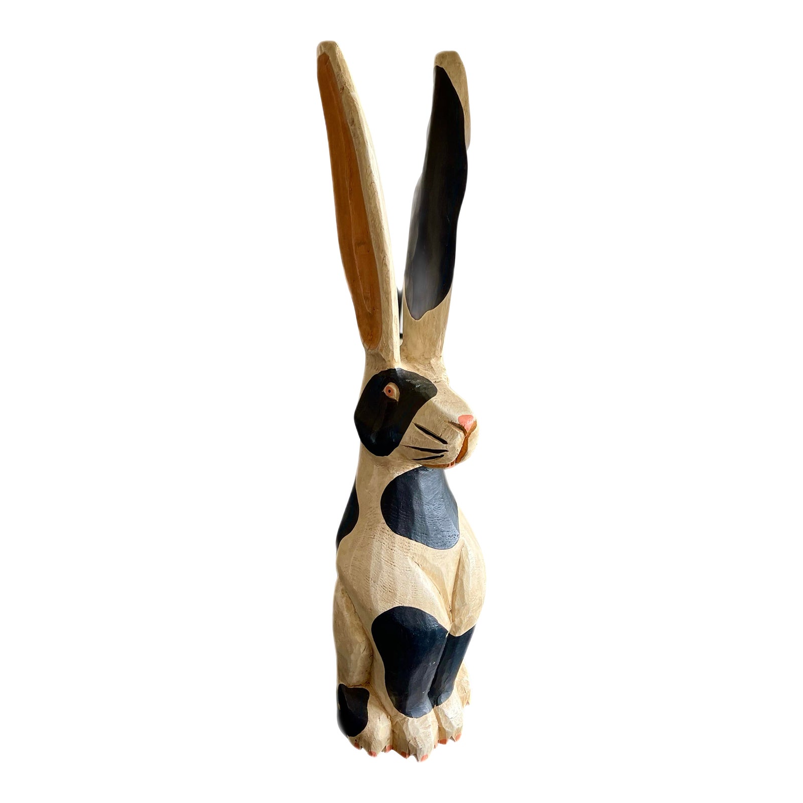 Tall Hand Carved Folk Art Rabbit | Chairish