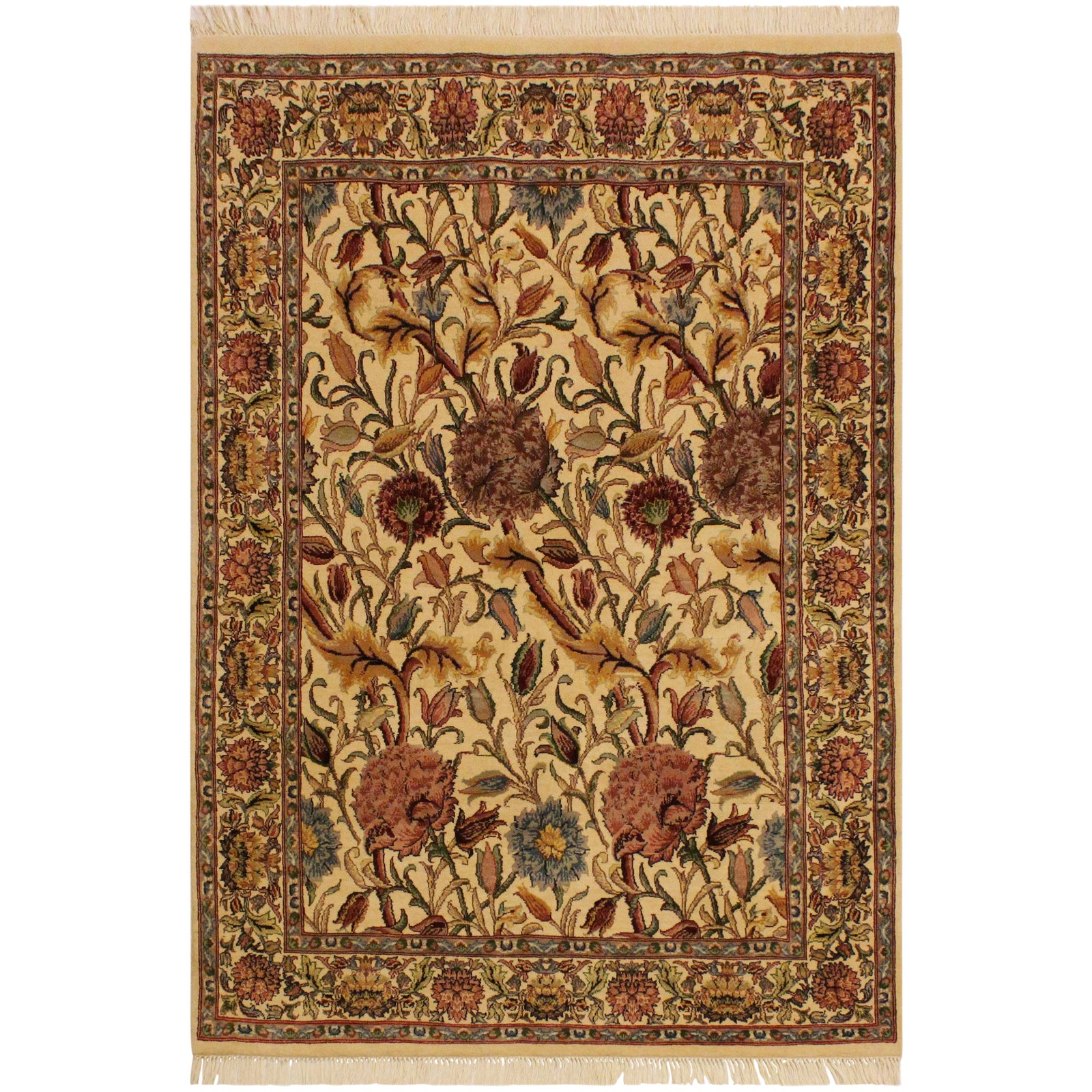 Shabby Chic Semi Vintage Heritage Ivory/Pink Wool Rug - 4'0 X 5'10 ...