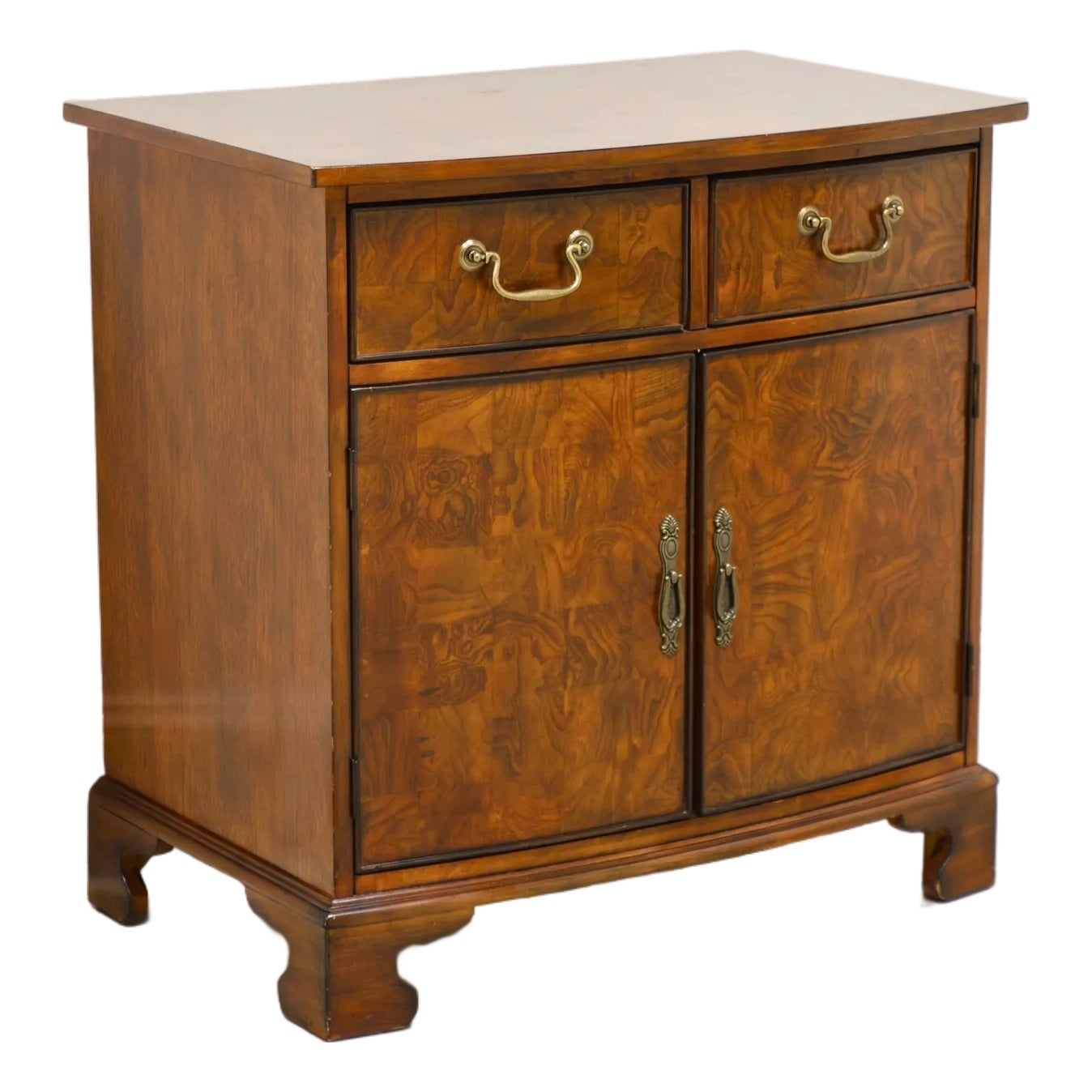 Accents Beyond Banded Georgian Burl Walnut Bedside Chest - B | Chairish