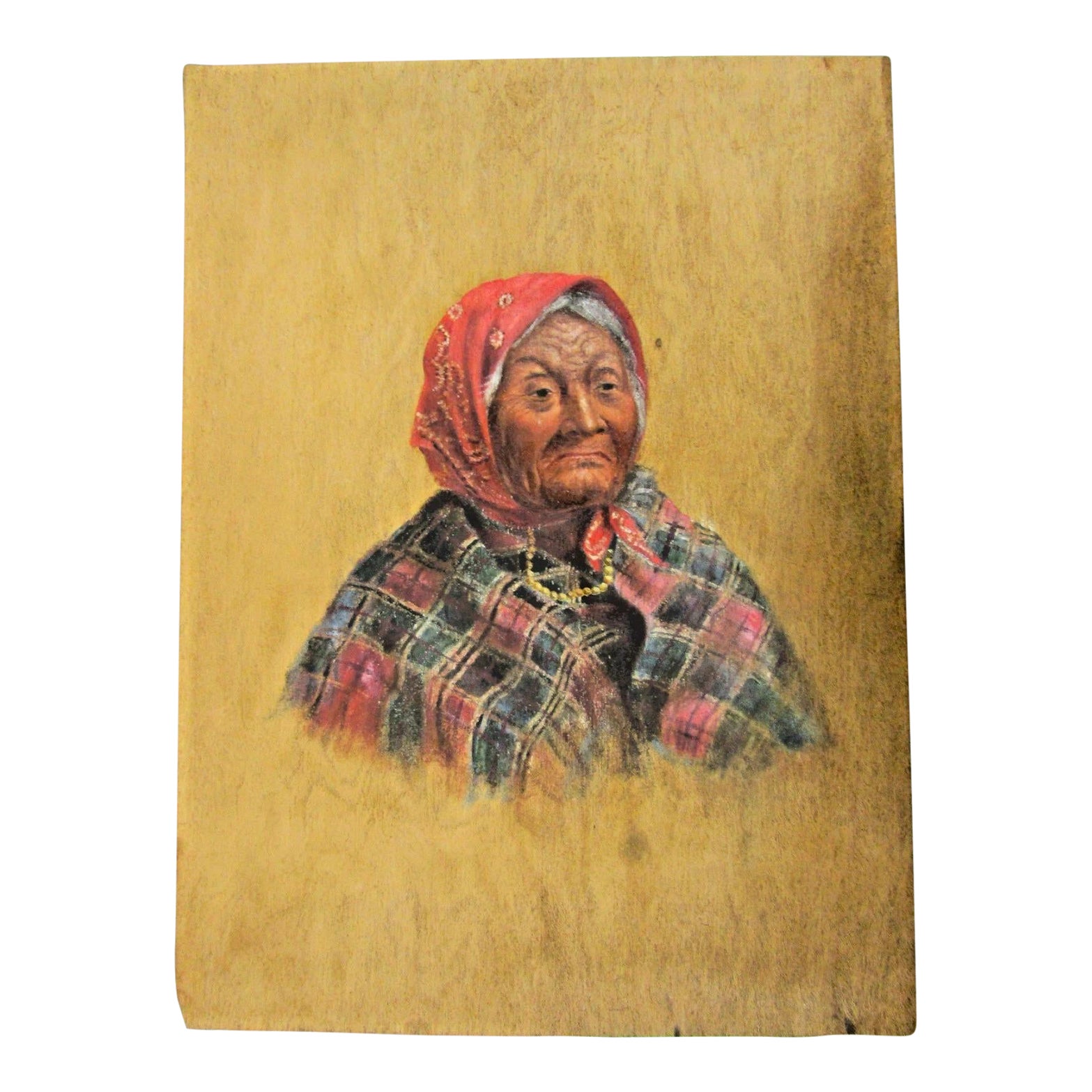 Antique Princess Angeline Painting on Thin Wood Panel Stamped to Back ...