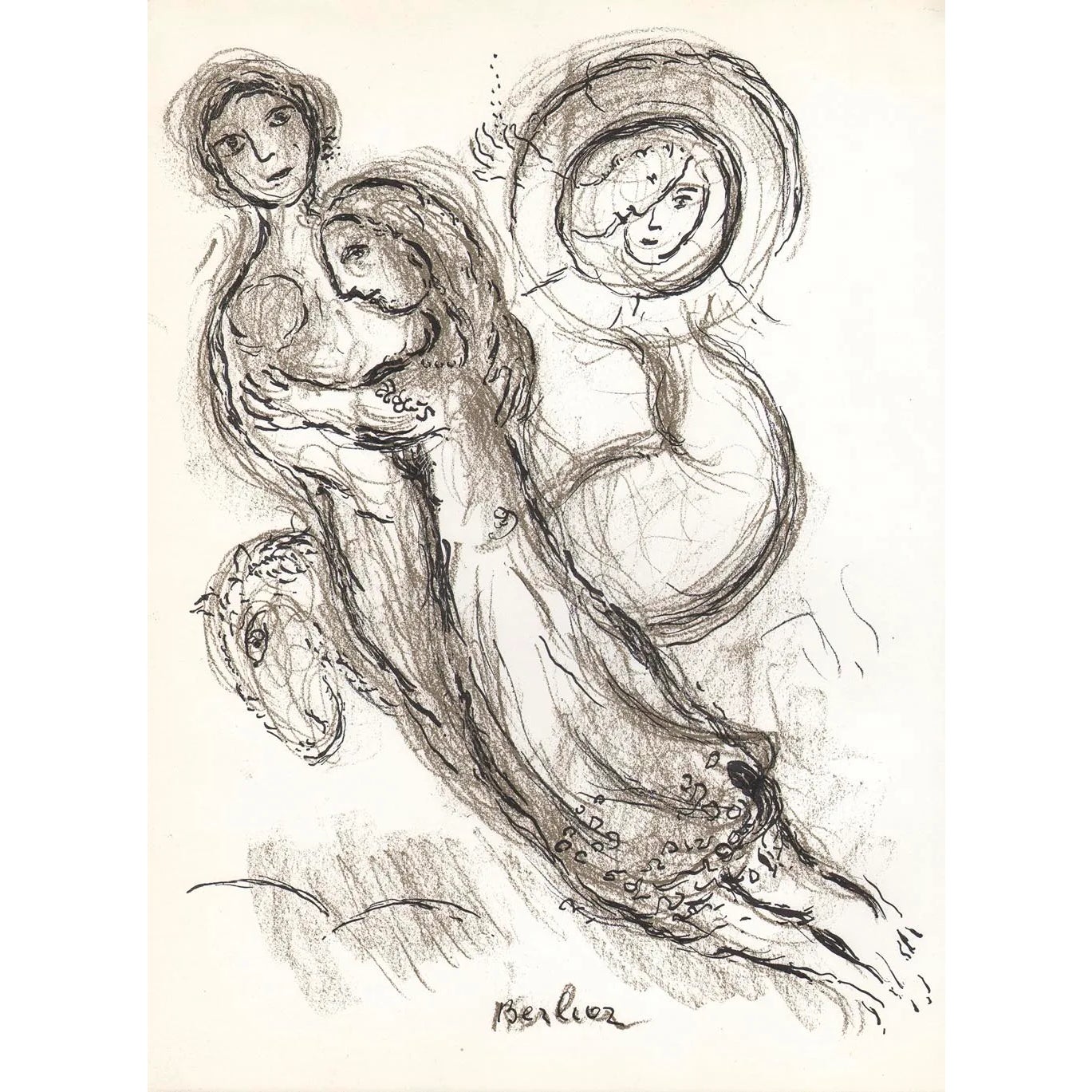Chagall Sketch 5 Lithograph Paris Opera 1966 | Chairish