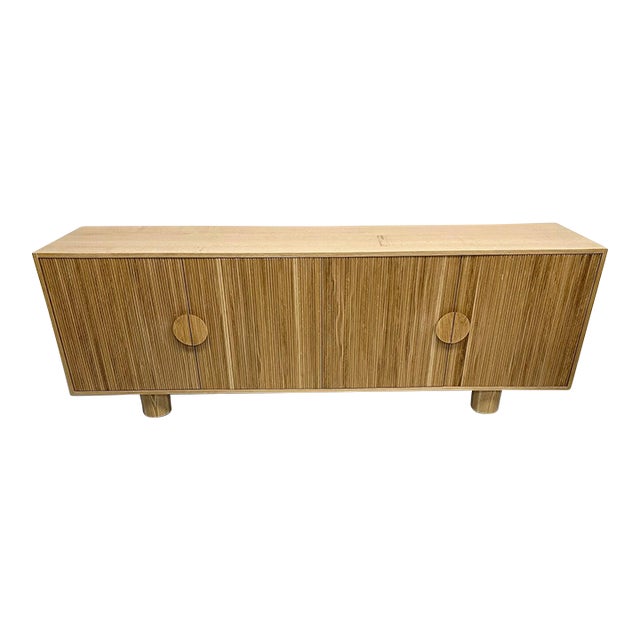 84" White Oak "Tyler" Credenza Sideboard | Chairish