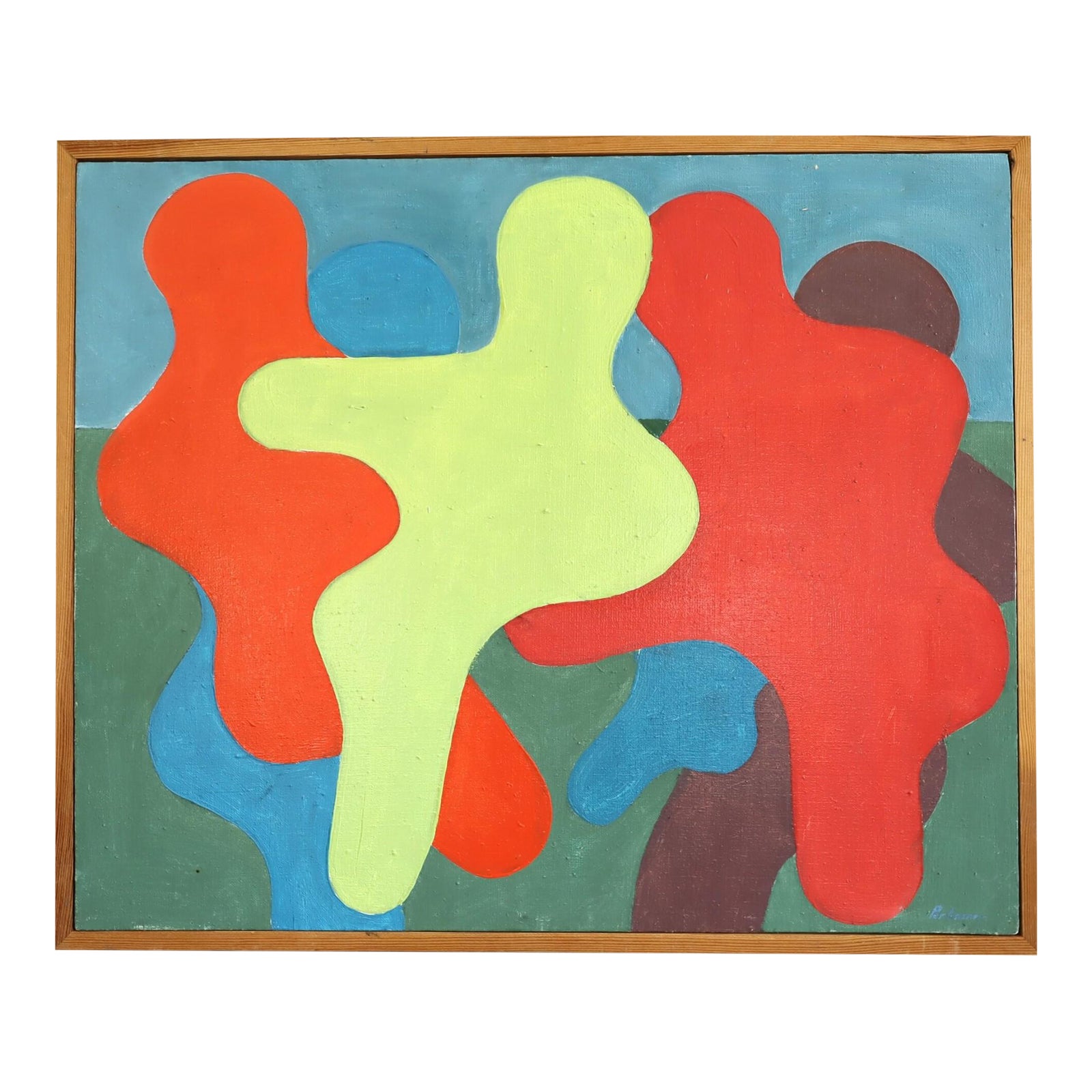 1991 Modern 'Interaction' Swedish Original Geometric Abstract Tempera ...
