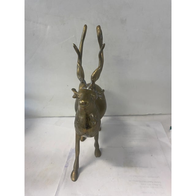 1980s Brass Reindeer Sculpture | Chairish