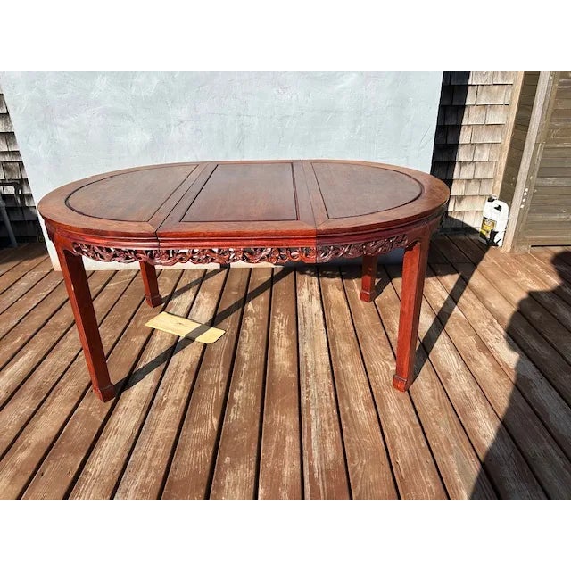 1950s Made in Hong Kong Round Oval Ming Style Solid Rosewood Extendable Dining Table Chairish