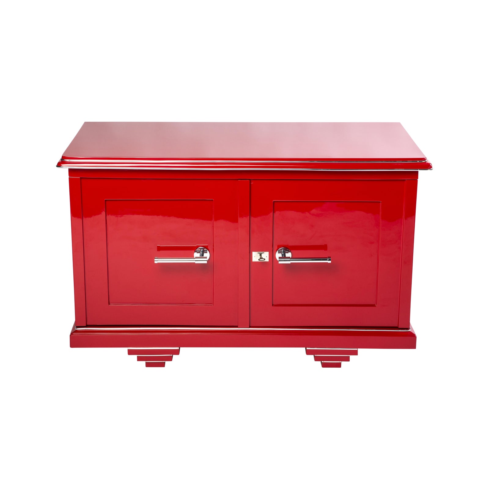 Cherry Red Lacquer Art Deco Sideboard | Chairish