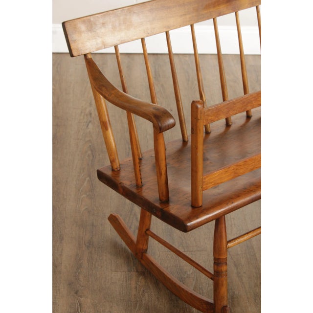 Antique American Pine Nanny Bench Cradle Rocker | Chairish