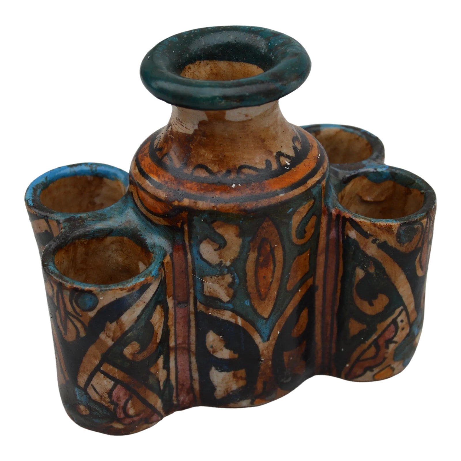 Early 20th Century Moroccan Andalusian Ceramic Inkwell With Catchall ...