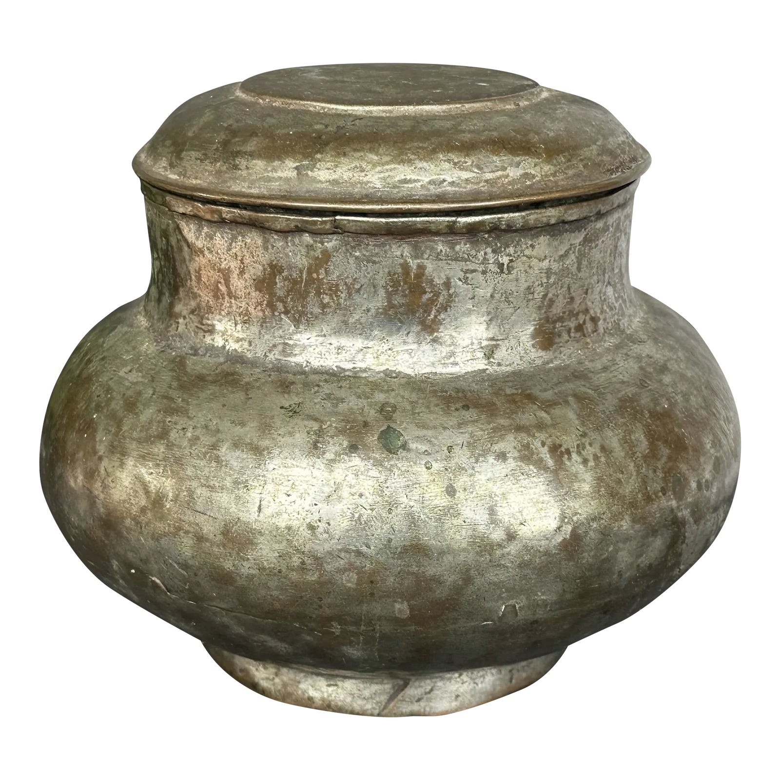 Primitive Antique Metal Container With Lid | Chairish