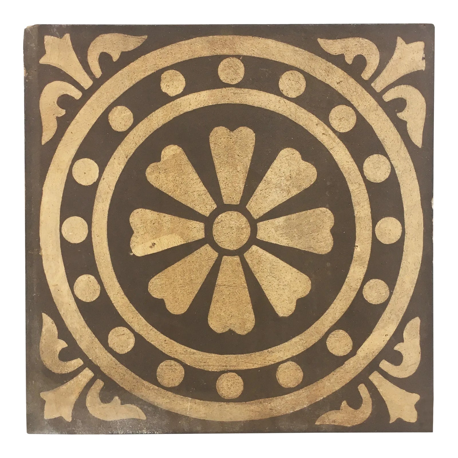 19th Century Encaustic Gothic Revival Tile - 1 of 2 | Chairish