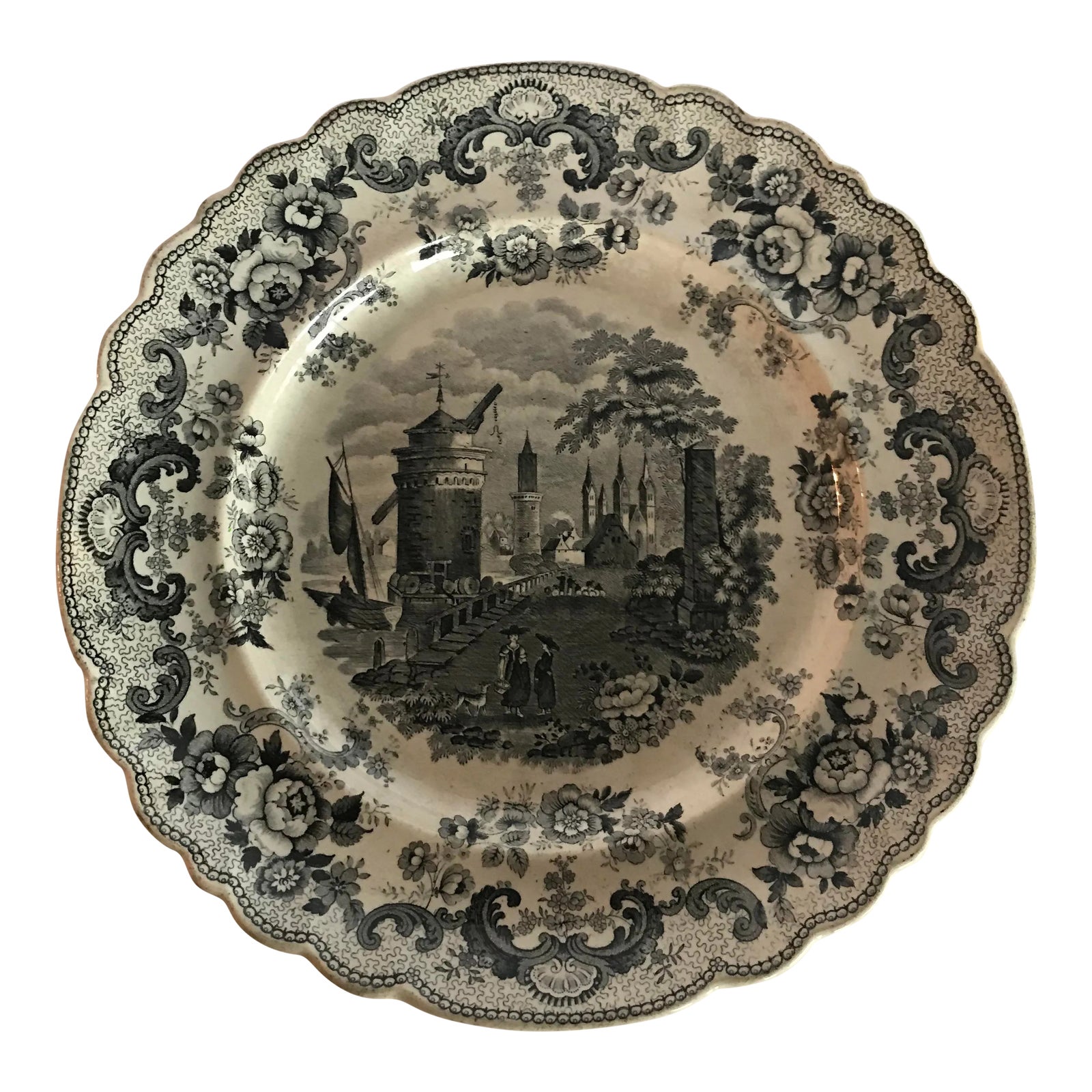 Antique Decorative Transferware Plate | Chairish