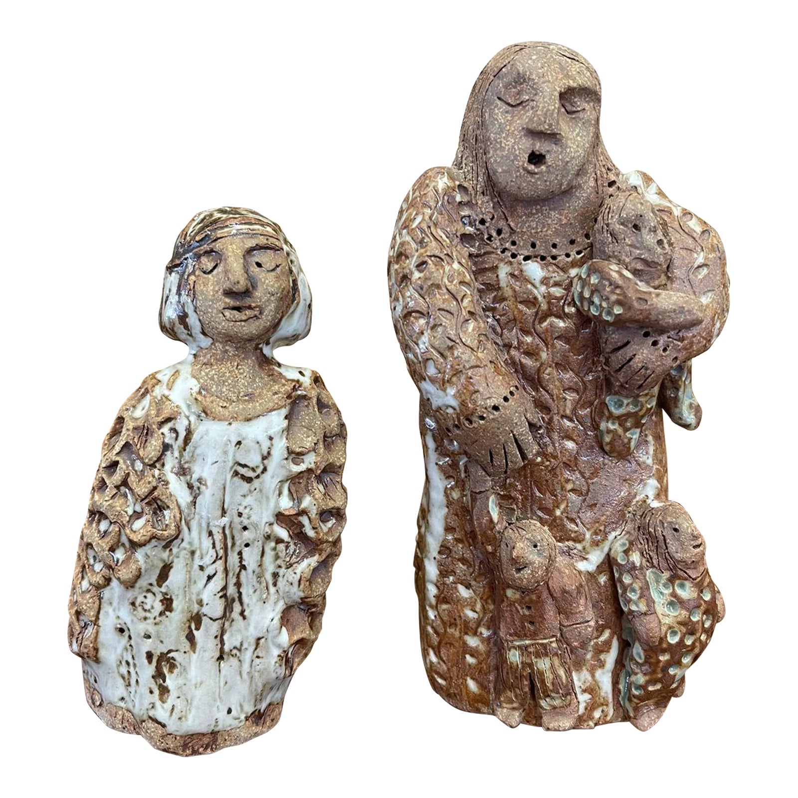 Pair of Handmade Ceramic Figurines, Circa 2012 | Chairish