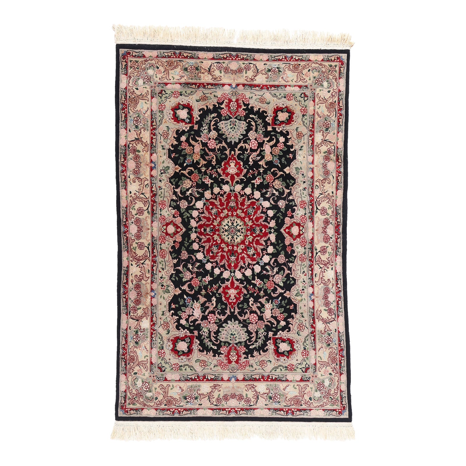 Vintage Chinese Tabriz Wool & Silk Rug - 03'11 X 06'05 | Chairish