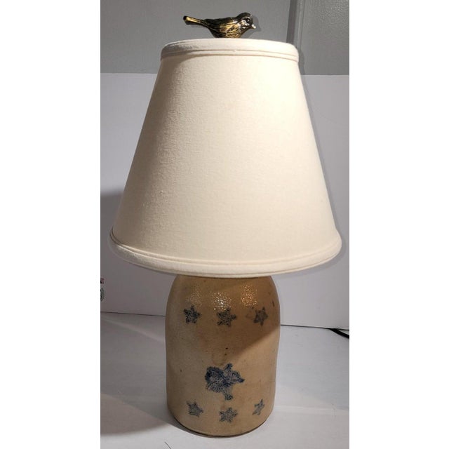 19thc Patriotic Crock Table Lamp With Brass Bird Finial | Chairish