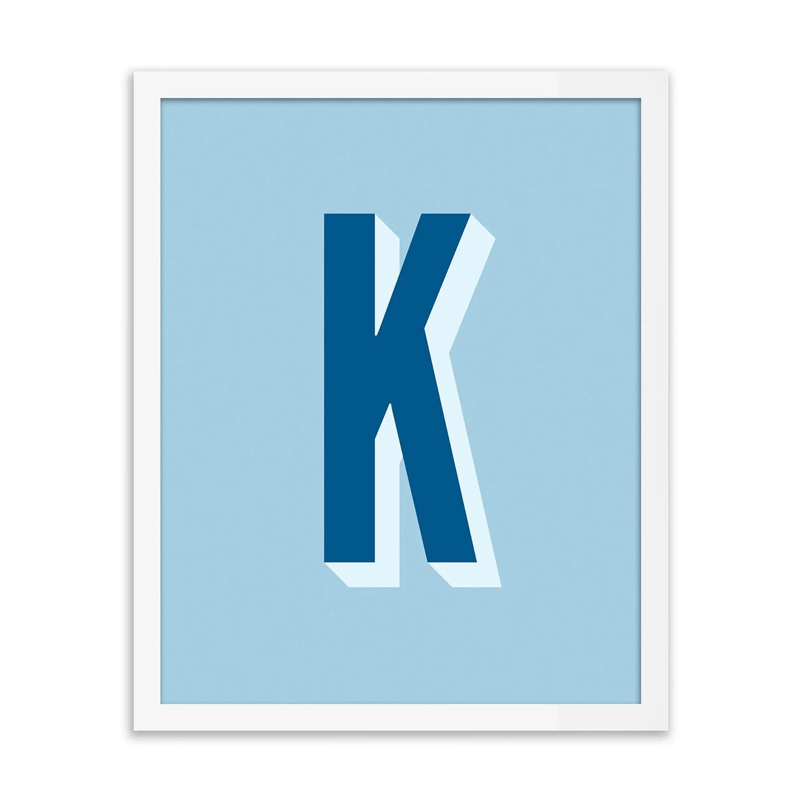 Alphabet Series in Blue, Letter K by Pencil & Paper in White Frame, XS ...