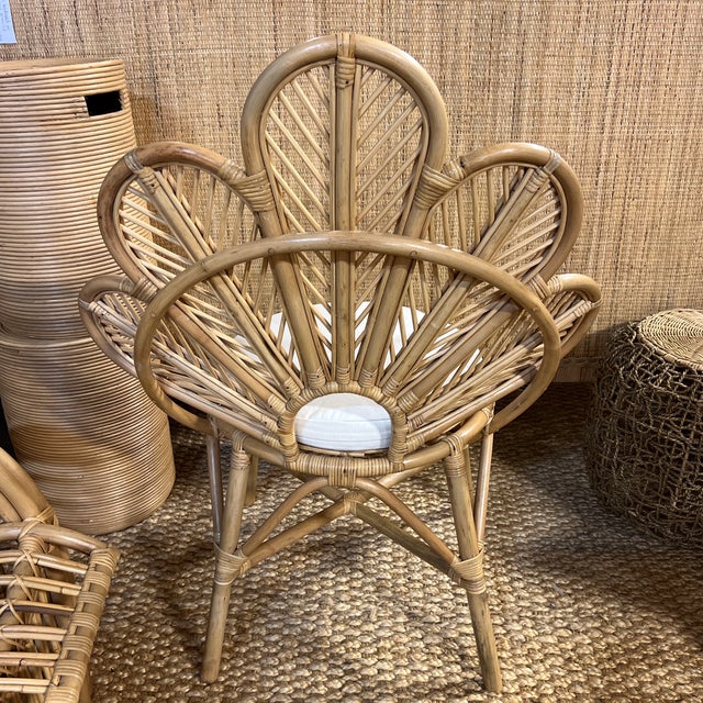 Rattan Bamboo Flower Chair | Chairish