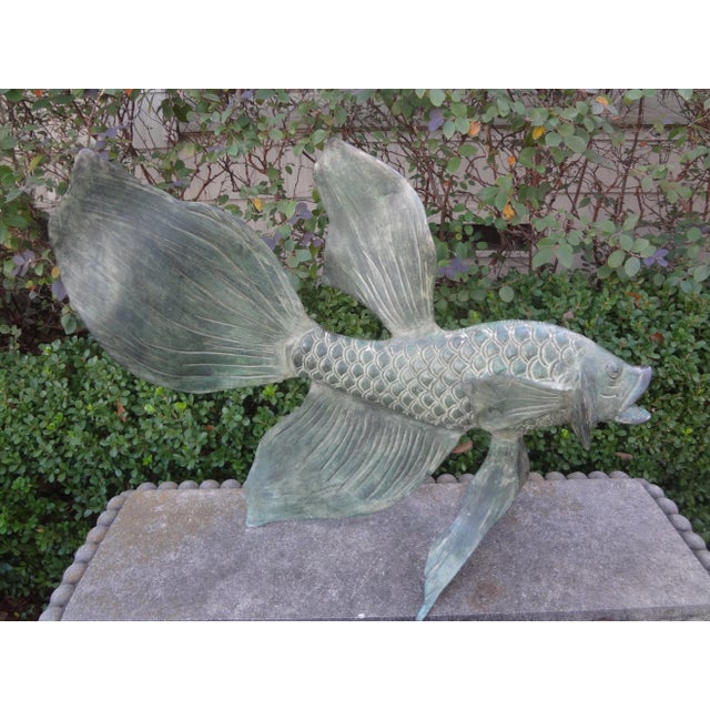 Japanese Bronze Koi Fish Sculpture | Chairish