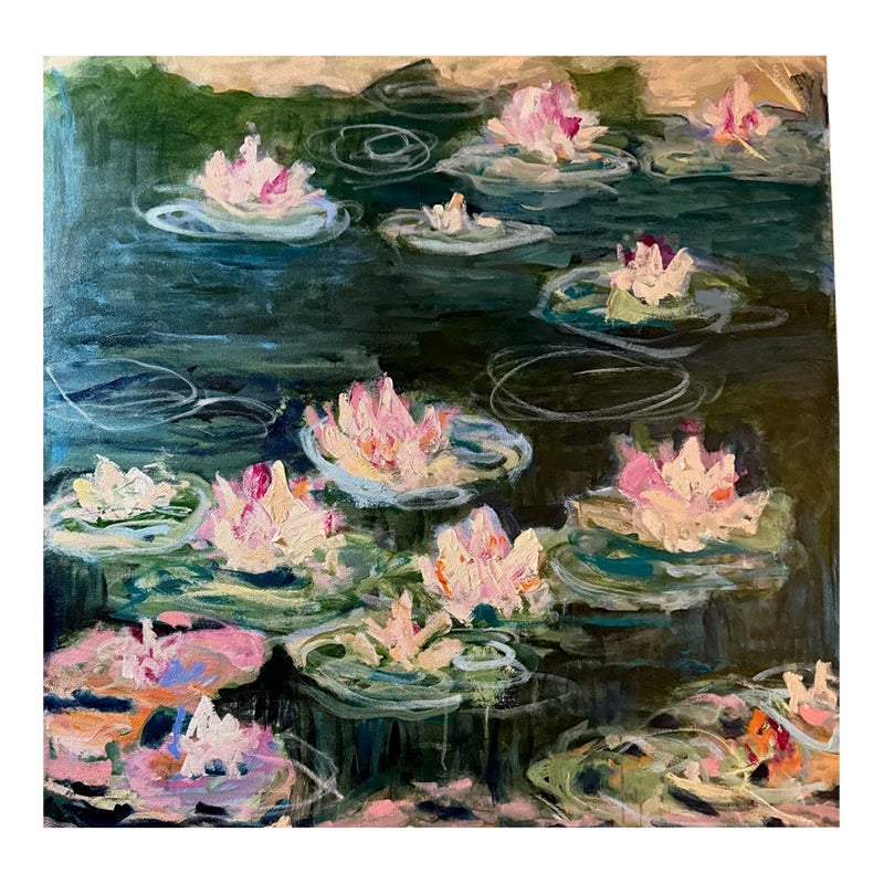 Up a Lazy River, an Original Acrylic Painting in the Monet Style | Chairish