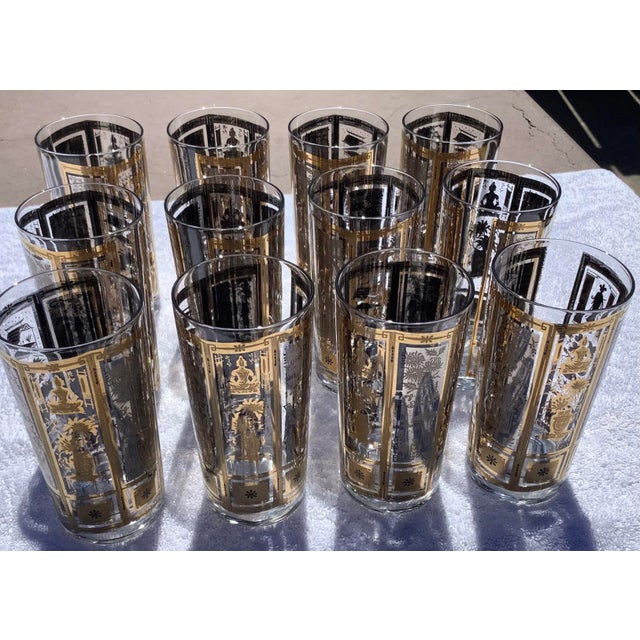 Mid Century Modern Gold Plated Set Of 12 Glasses Circa 1960s Chairish