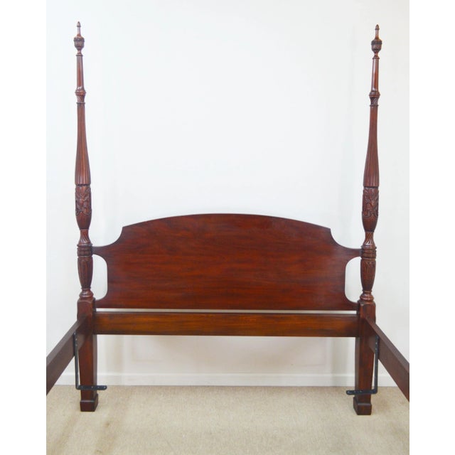 Henkel Harris Mahogany Rice Carved Poster Queen Poster Bed | Chairish