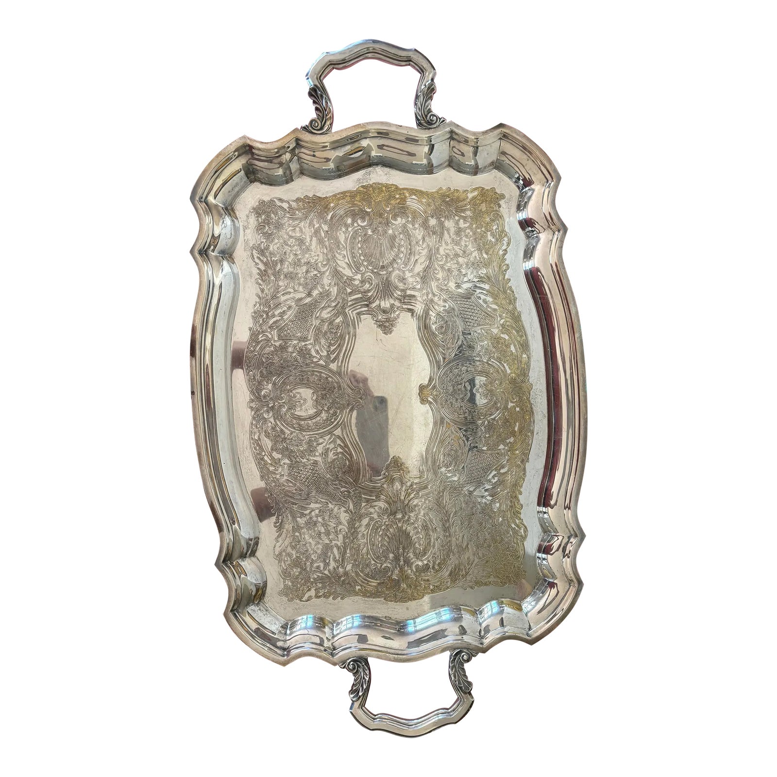 Vintage Silverplate Wm Roger’s Butlers Tray With Handles | Chairish