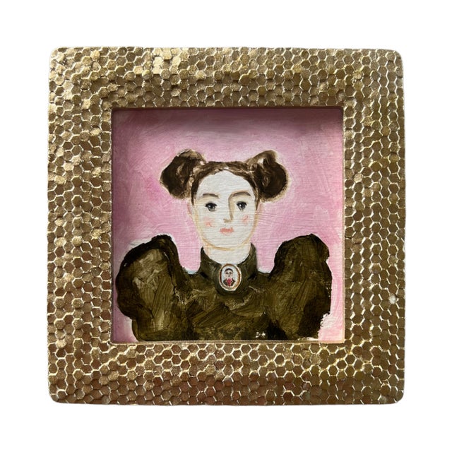 Colorful Portrait of a Lady With a Portrait Brooch in a Honeycomb Frame by Susannah Carson ...