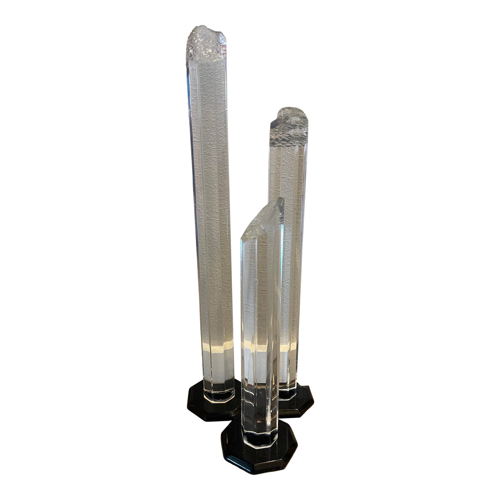 Space Age Lucite Brutalist Faceted Column Sculpture Set Signed Roman ...