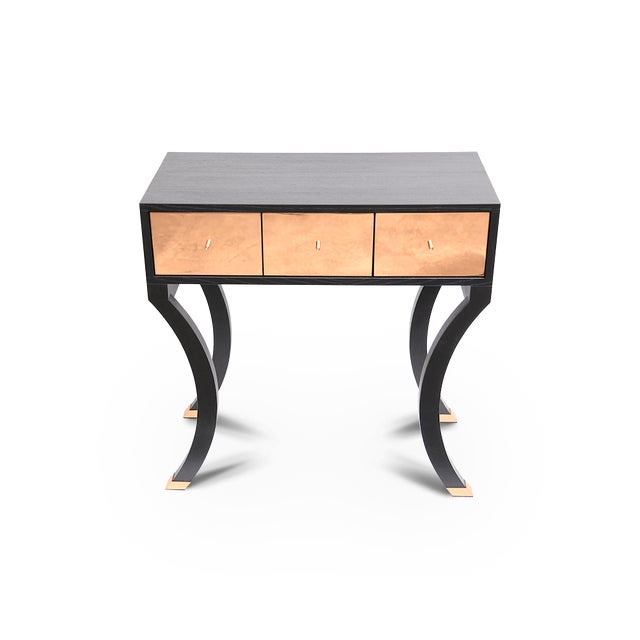 Modern Black, Copper Console With Curved Base | Chairish